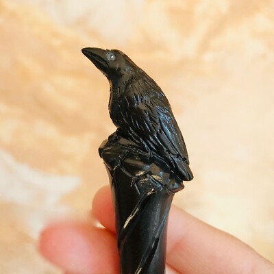 Carved Wooden Hair stick Black Raven Hair clip Hair pin Crow hair comb | eBay