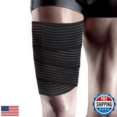 Elastic Thigh High Compression Support Bandage, Full Thigh Brace Wrap ...