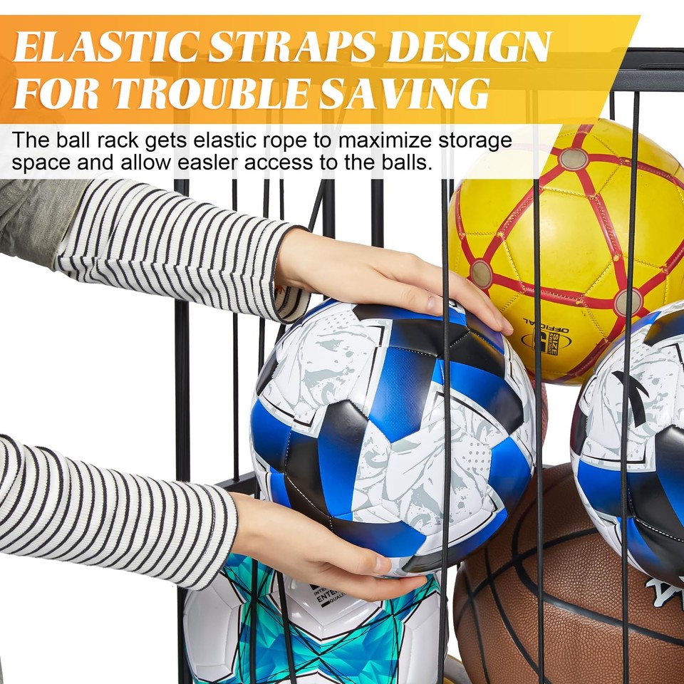 Garage Ball Storage Wall-Mounted & Floor Sports Equipment Organizer ...