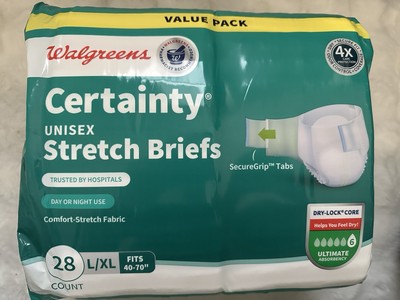 Walgreens Certainty Unisex Briefs Size Large 44”-58” Maximum Absorbency ...