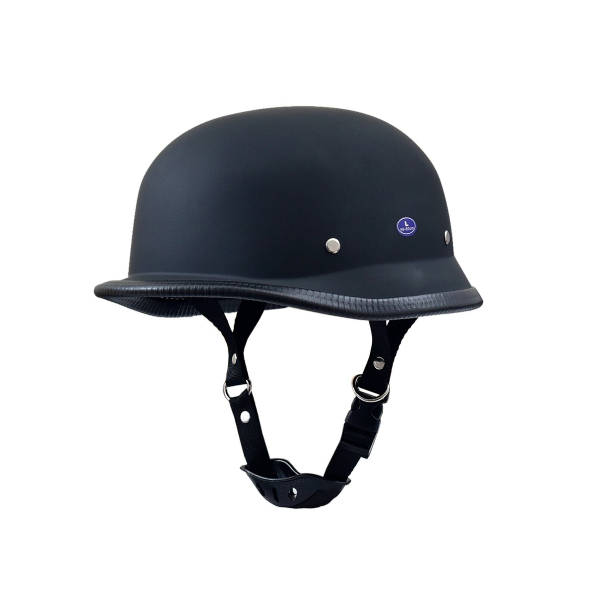 Flat Black Motorcycle Half Helmet HH 65 DRK1 Half Helmet W/ Peak Visor