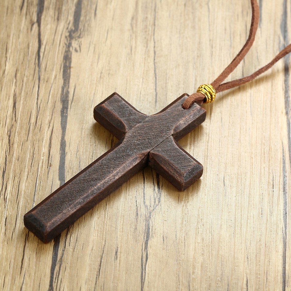 Men Christian Amulet Protection Large Wooden Wood Cross Pendant ...