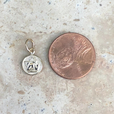10KT Tiny, Baby-Sized Yellow Gold Angel Medal Charm Pendant SMALL SIZED ...
