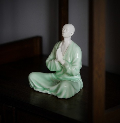 Bodhis Chinese Porcelain Monk Statue Buddha Buddhism Zen Figure Table ...