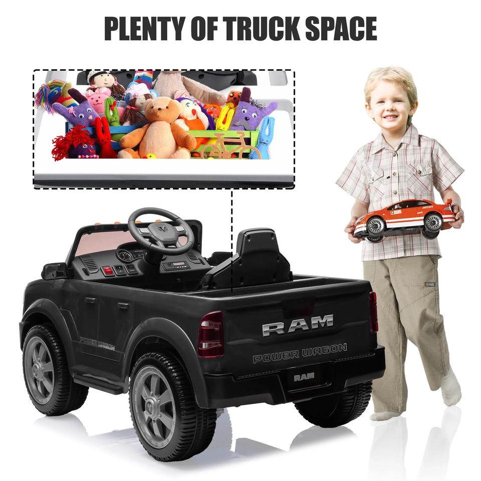 Dodge RAM Ride on Car, 12V Powered Ride on Toy with Remote Control ...