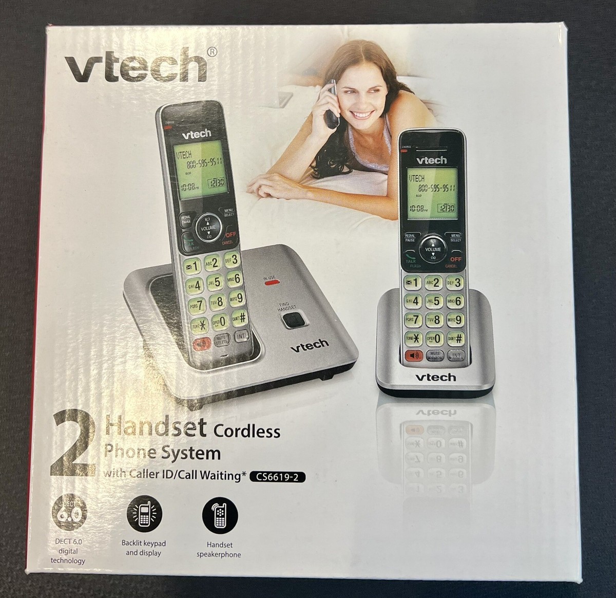 Vtech Two Handset Cordless Phone System Cs64192