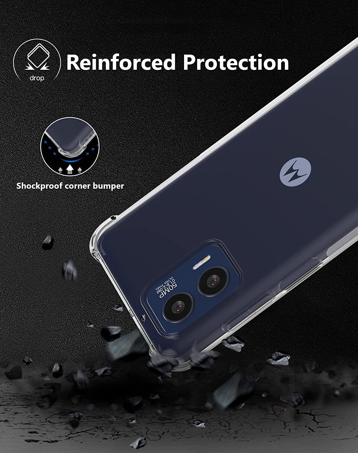 For Moto G73/5G/G13/E13 5G Case, Clear Silicone Slim Shockproof Gel ...