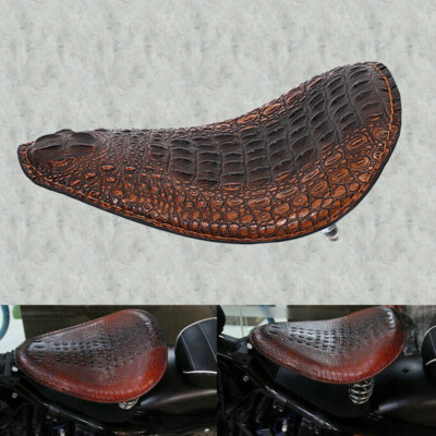 Motorcycle Brown Alligator Leather Solo Seat for Harley Chopper Bobber ...