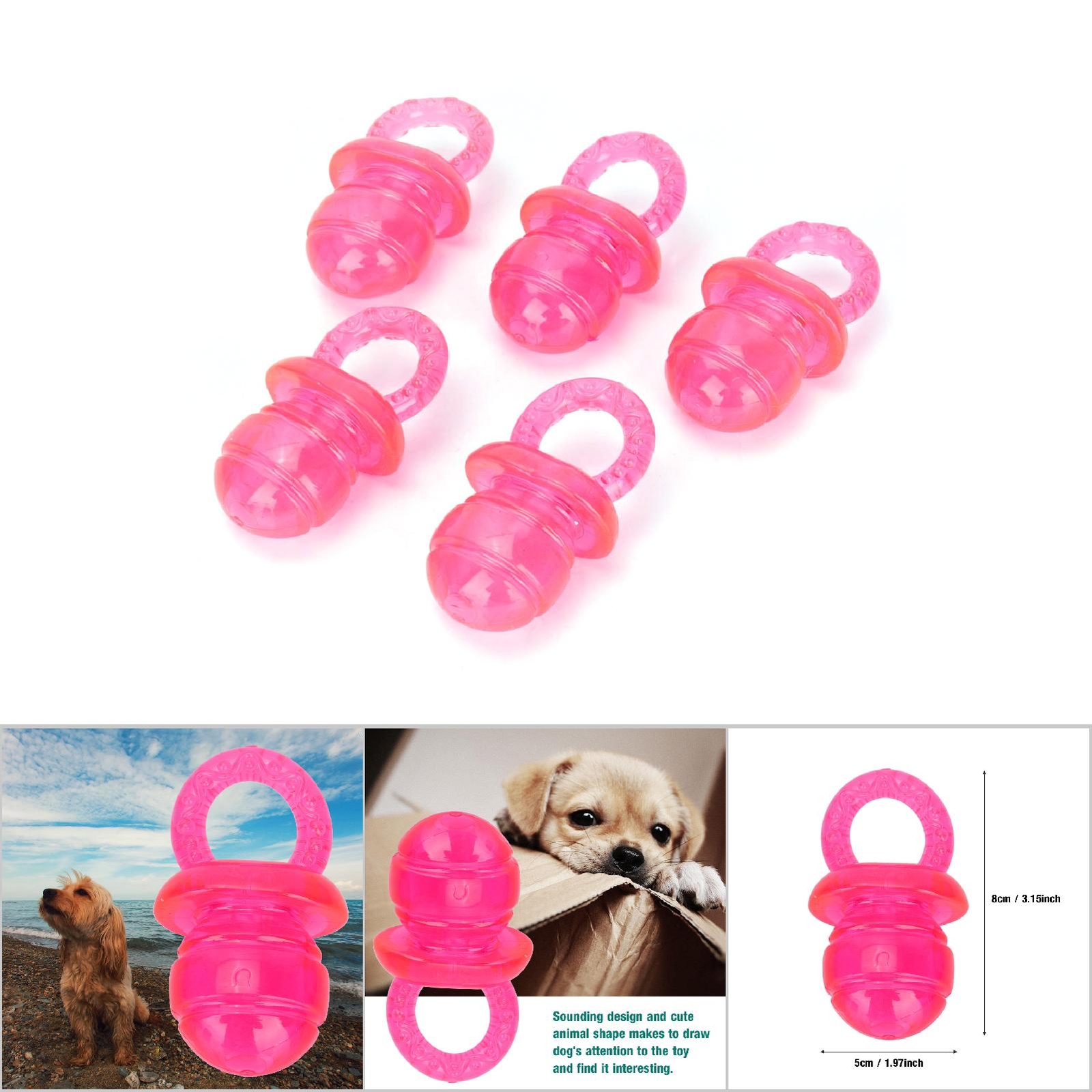 Red 5 Pcs / Set Pacifier Shaped Pet Dogs Teether Teething Sounding ...