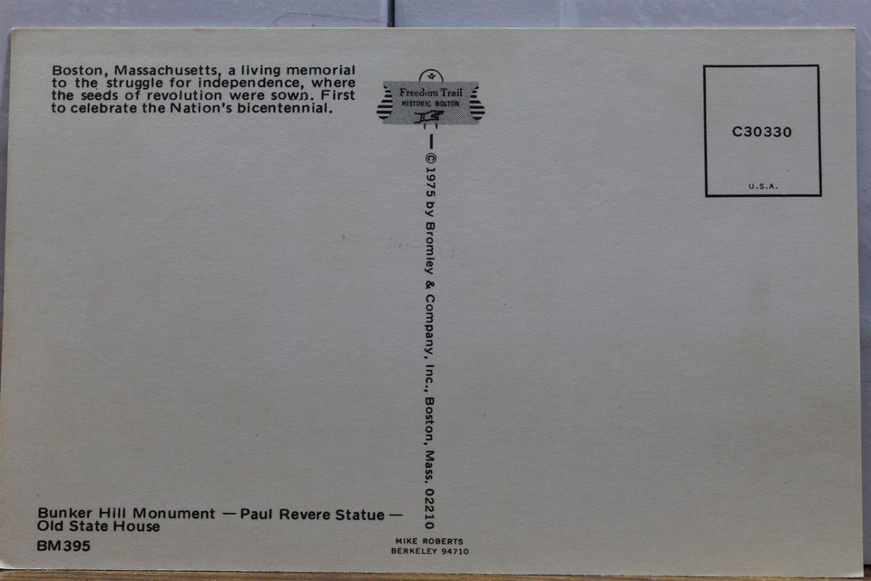 Massachusetts MA Boston Memorial Postcard Old Vintage Card View ...