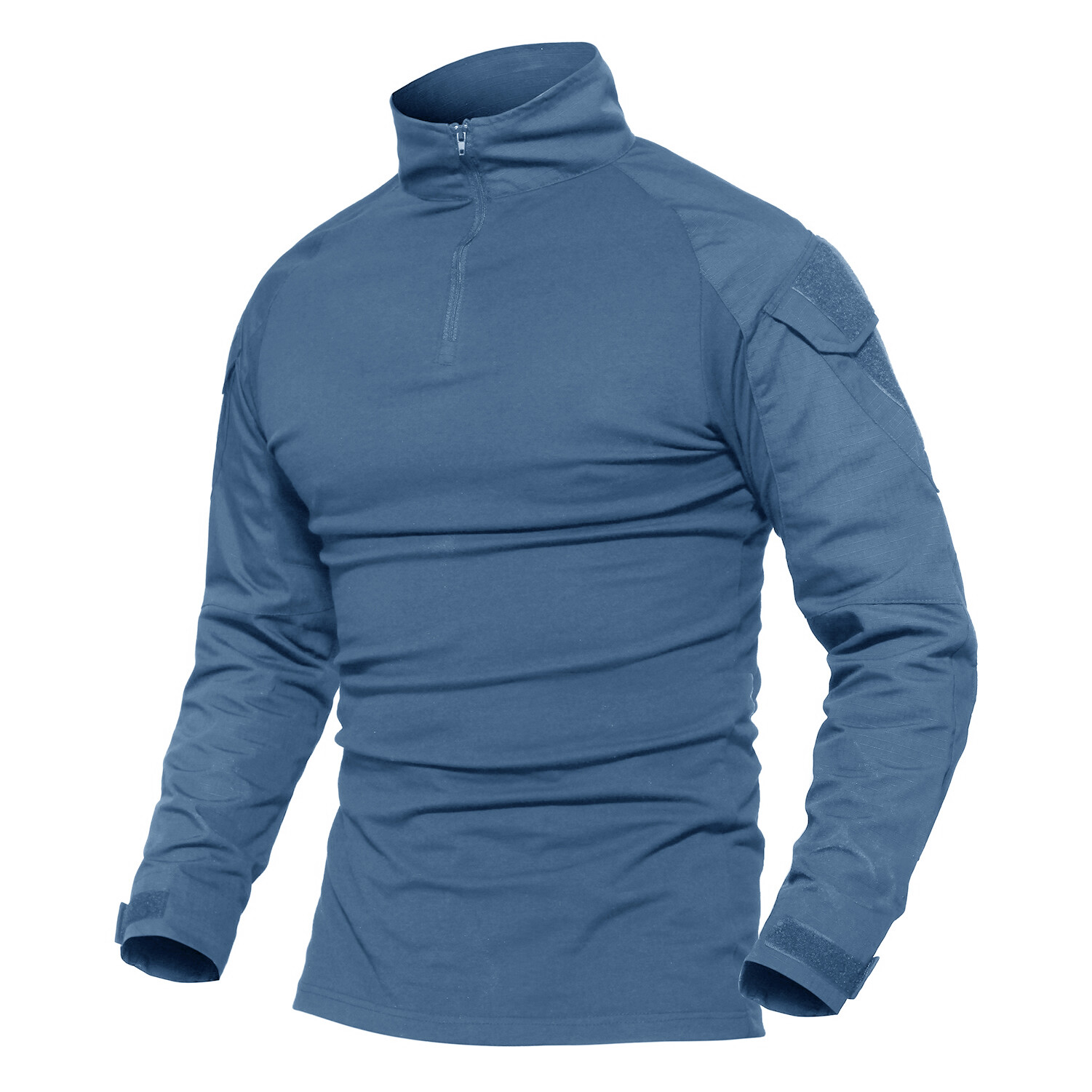 Mens Tactical Combat T-Shirt 1/4 Zip Military Training Army Solider ...