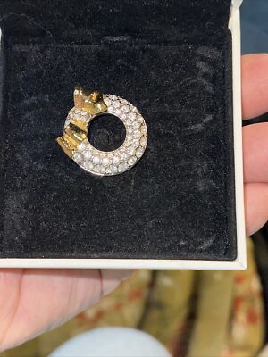 SIGNED SWAROVSKI CRYSTAL WREATH PIN~BROOCH 22KT GOLD PLATING RETIRED ...