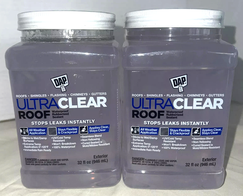 (2) Dap Ultra Clear Roof Waterproof Rubberized Sealant Stops Leaks ...