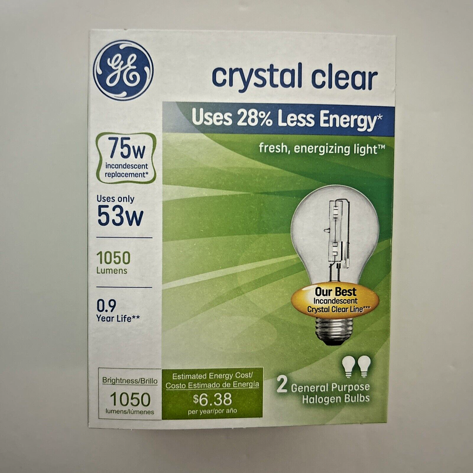 GE 75-WATT Light Bulb Crystal Clear 1050 Lumens Dimmable Classic 6 ...