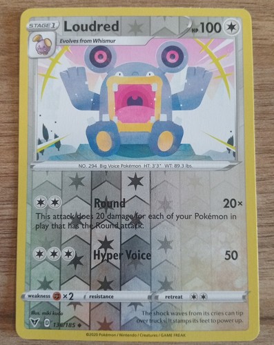 Pokemon Card TCG - Loudred - 136/185 - Reverse Holo - Vivid Voltage ...