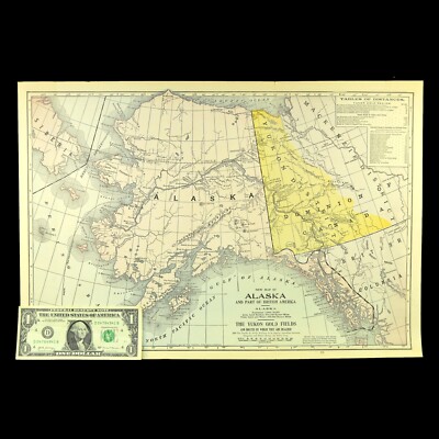 AK, HI - Antique Map Of Alaska