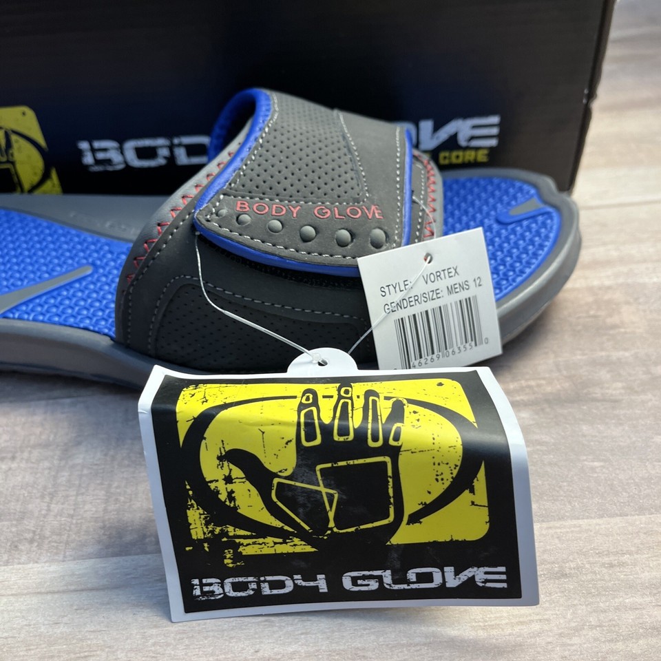 BODY GLOVE Vortex Slides Sandals Adjustable Strap Men Sz 12 Black Blue ...