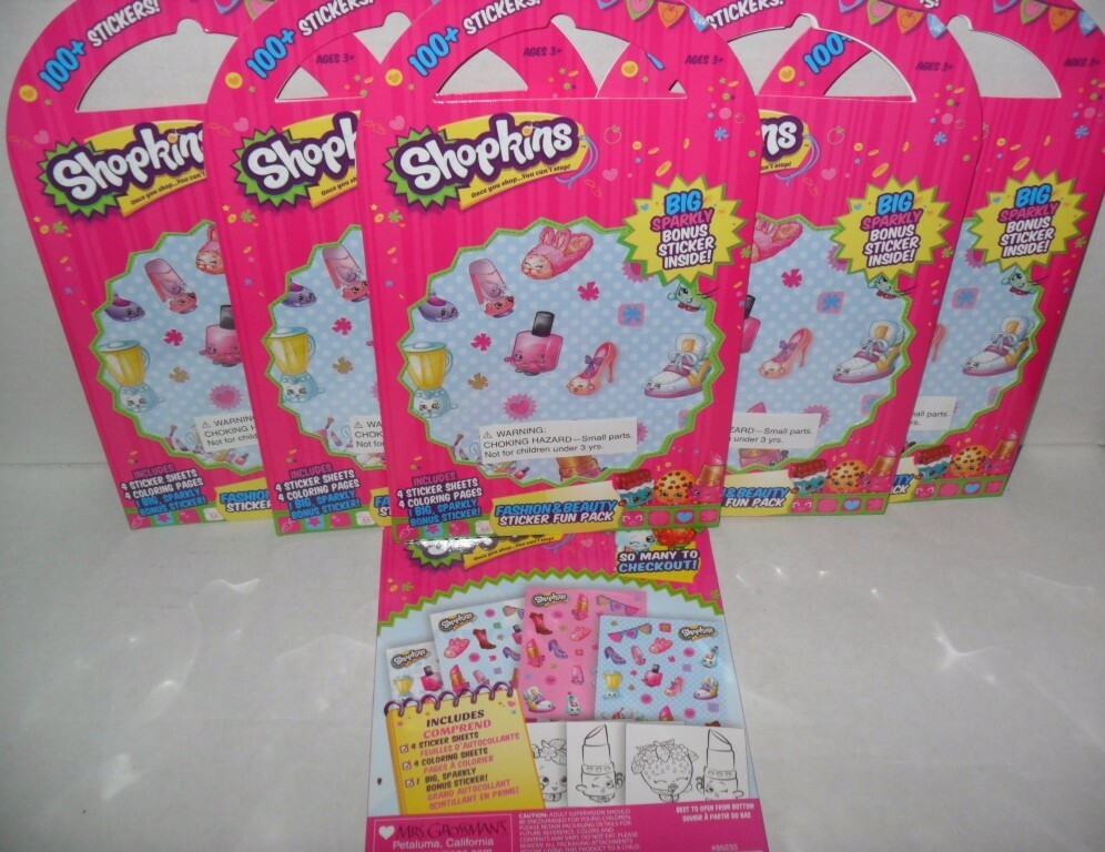 SHOPKINS STICKER FUN PACK FASHION & B 100+ STICKERS LOT (6) NEW ...