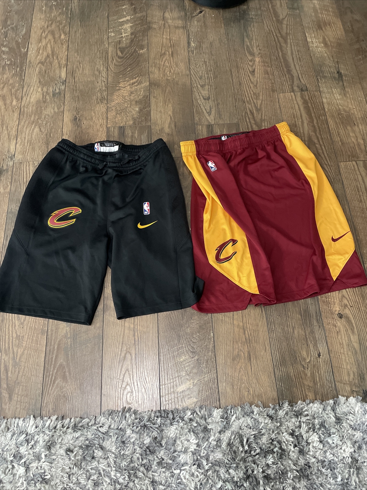 2 Nike Authentic Cavs Cleveland Cavaliers Shorts L Edition Black Wine ...
