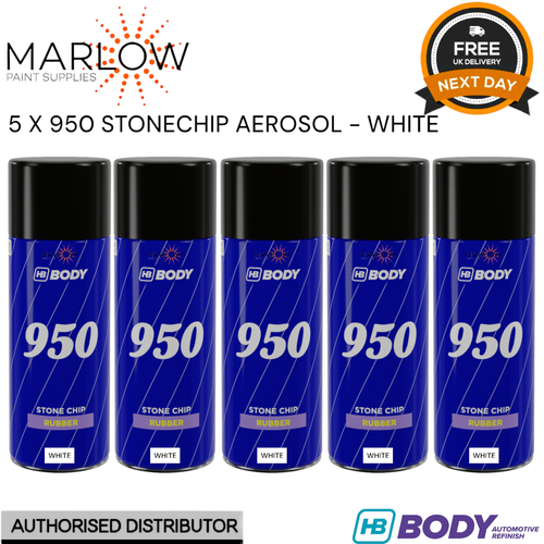 5 x HB BODY 950 STONECHIP AEROSOL 400ML - WHITE - Picture 1 of 3