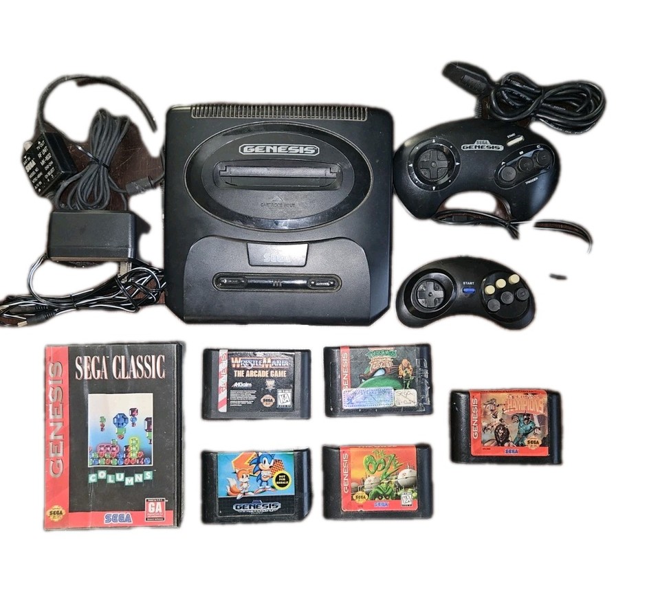 Sega Genesis Model 2 System Console Lot of 6 Games 2 Controllers | eBay