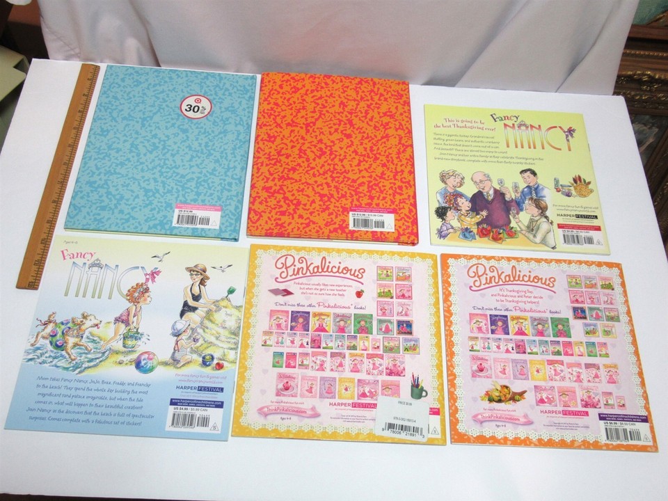 Lot 6 Pinkalicious & Fancy Nancy Picture Book w Stickers Thanksgiving ...