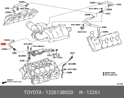 Genuine OE crankcase breather vent tube, 1226138020 for TOYOTA 12261 ...