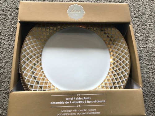 Ciroa Luxe Gold Lattice Metallic Accent Salad Plates Set 4 ~New~ | eBay