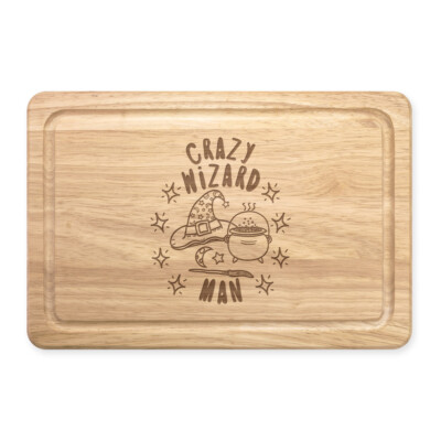 Crazy Wizard Man Stars Rectangular Wooden Chopping Board Funny Magical ...