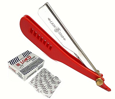 Barber Cut Throat Shavette Straight Razor Folding Shaving Beard Red 100 ...