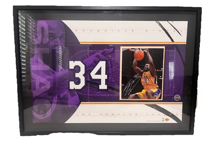 UDA Shaq Signed Photo Framed 8/34 Huge piece Upperdeck Lakers HOF RARE ...