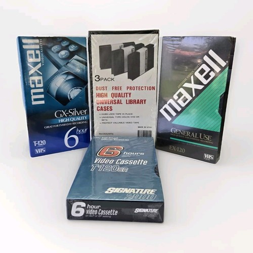 3 VHS Library Storage Cases Blank Dust Free Sealed With 3 New Blank VHS ...