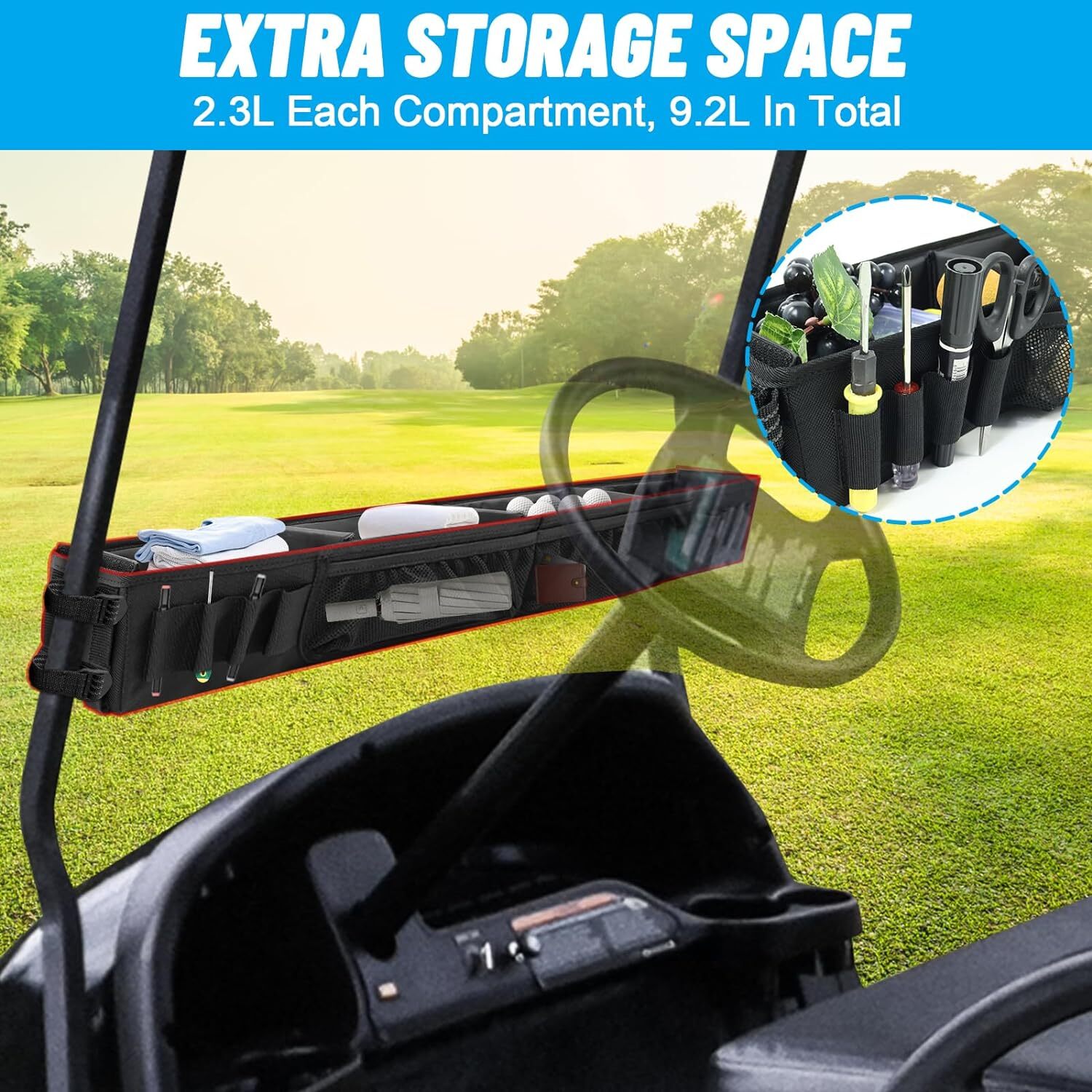 Golf Cart Front Inner Basket Dash Storage Organizer Bag for EZGO TXT ...