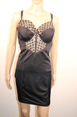 FIGLEAVES CURVES BLACK & PINK SATIN UNDERWIRE BRA SHAPE SLIP, WIGGLE ...