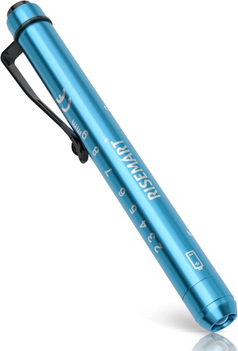 RISEMART LED Pen Light for Nurses Medical Pupil Gauge Ruler Dark Blue ...