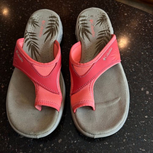 Columbia Omni Grip Sandals Womens Toe Loop Size 7 Orange Comfort sandal ...