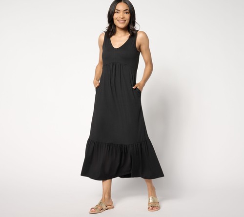 Cuddl Duds Women's Dress Sz S Flexwear V-Neck Maxi Black A637441 | eBay