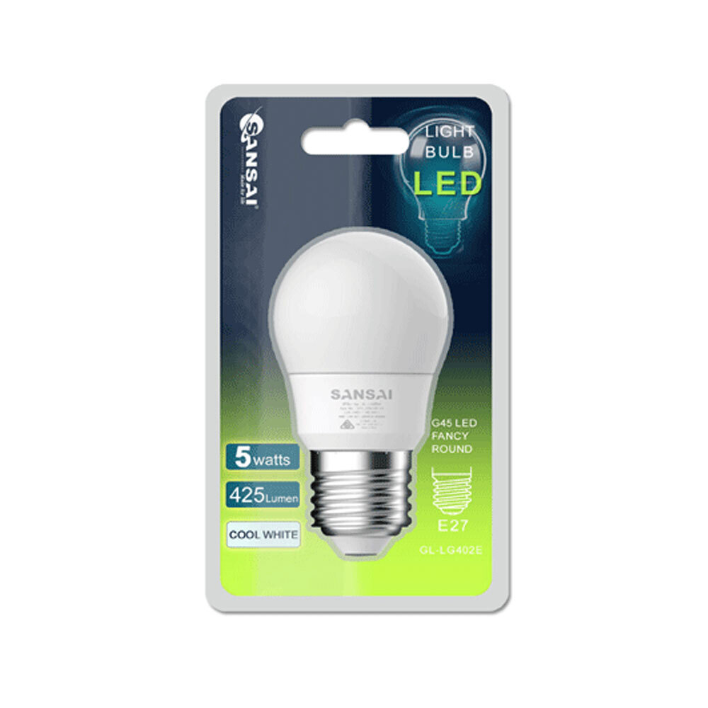 6x Sansai Fancy Round LED Light Bulb G45 5W E27 Cool White 6500K Home ...