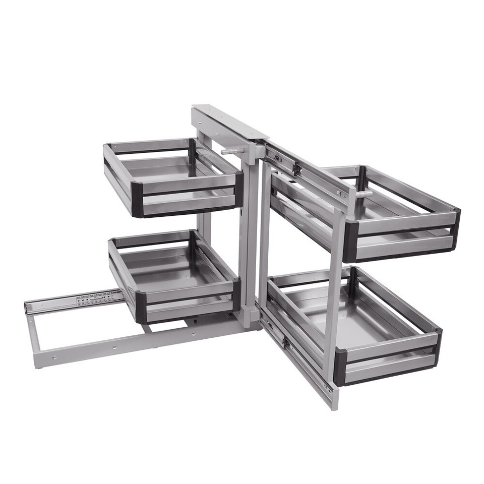 Kitchen Cabinet Cupboard Pull Out Magic Corner 4 Baskets Storage Unit ...