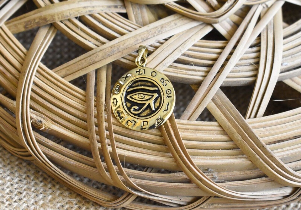 Egyptian Eye of Ra Horus Silver Pewter Gold Brass Charm Necklace ...