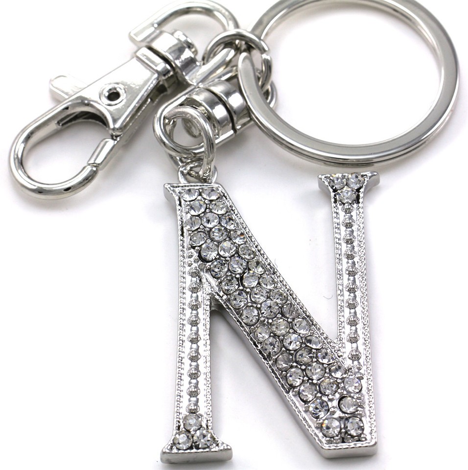Clear Name Alphabet Initial Letter A-Z Car Keychain Key Ring Wedding ...