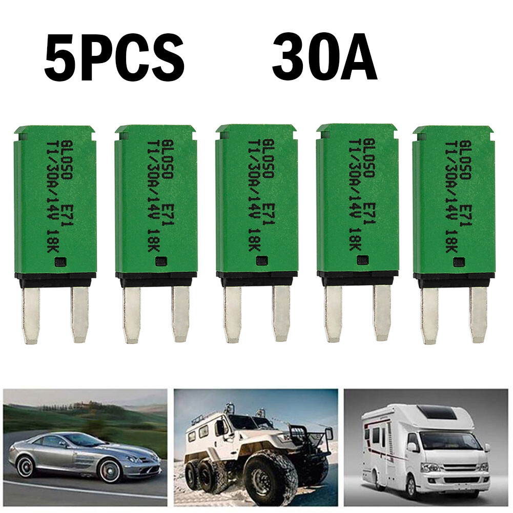 5PCS 30A Mini ATM Manual Reset Circuit Breaker Blade Fuse Car Boat ...