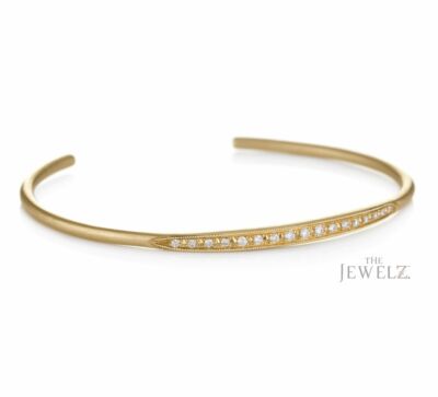 14K Gold 0.26CT Pave VS/F-G Diamond Handmade Cuff Bangle Bracelet - The ...