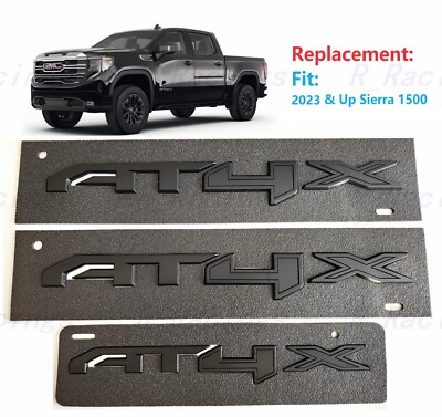 3PCS Matte Black Doors Rear AT4X Emblems GMC 2022+ Sierra 1500 | eBay