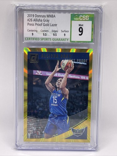 2019 Panini Donruss WNBA Allisha Gray Press Proof Gold Laser 10/10 CSG ...