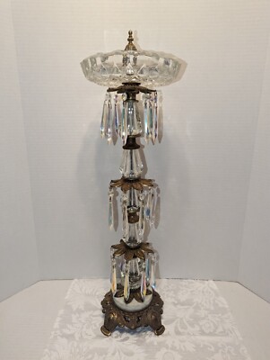 Rick Bar Sales Crystal Prism Brass Marble Floor Ashtray Stand Mid ...