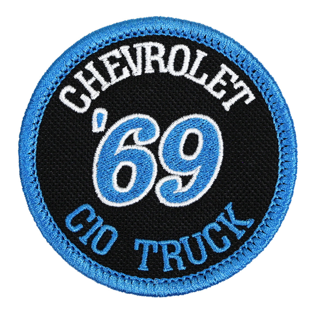 1969 Chevrolet C10 Truck Embroidered Patch Black/Aqua Iron-On Sew-On ...
