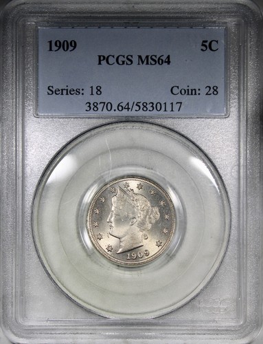 1909 Liberty V-Nickel PCGS MS64 Flashy Coin Great Luster | eBay