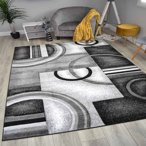 Large Black Grey Rugs Sitting Living Room Thick Soft Modern Bedroom ...