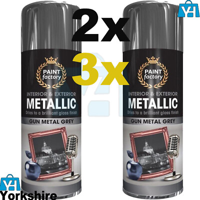 Gun Metal GREY Metallic Spray Paint Aerosol Auto Gloss DIY Wood Metal ...